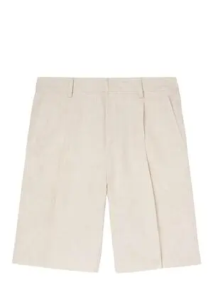 Nn07 NN07 Kay 1454 Straight-Leg Pleated Linen Shorts Ecru