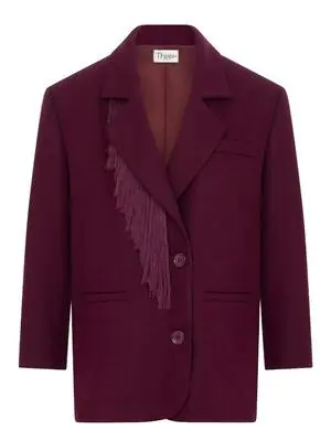 THISISU COLLECTION Liza Jacket Tailored Blazer With Fringe Detail - Purple