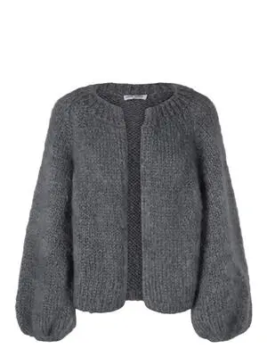TIRILLM Hand Knitted Mohair Cardigan - Grey