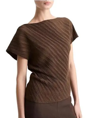 Vince Diagonal Pleated Satin Top - Multicolor