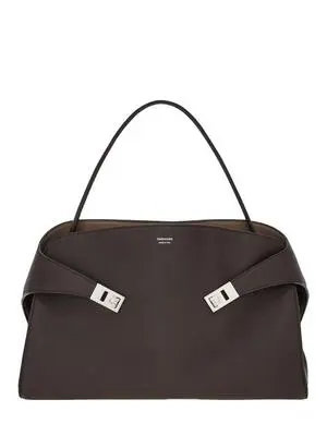 FERRAGAMO Soft Hug Bicolor Shoulder Bag - Gold