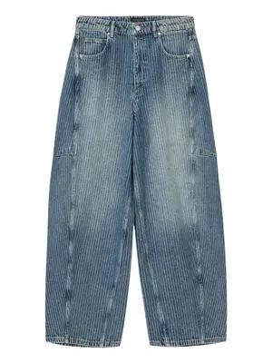 ALLSAINTS Carter Barrel Leg Jeans With Vertical Stripes - Blue