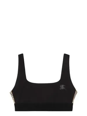 Burberry Check Trim Stretch Nylon Bra Top Black
