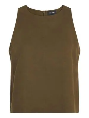 ME+EM Linen-blend Creaseless Shell Top - Green