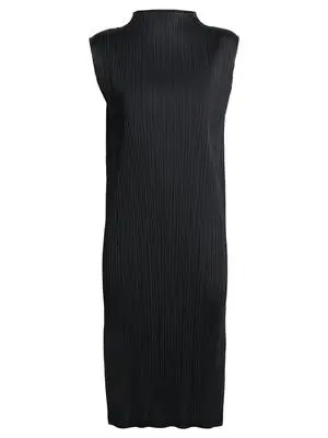 Issey Miyake Swing Solid Pleated Midi Tunic Dress - Black