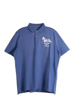 Polo Ralph Lauren Shortsleeve Artisan Mesh Farm Country Patch Embroidered Polo Shirt - Tan