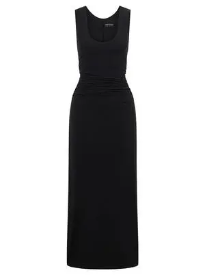 Another Tomorrow Ruched Stretch-jersey Maxi Dress - Black