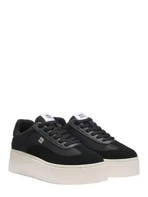 Hugo Platform Sneakers With Suede Trims - Black