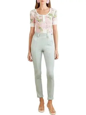Chloé Chloé Printed Ribbed Cotton-Jersey T-Shirt With Flamingo Motif Multi