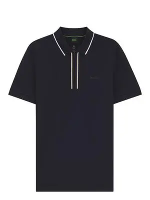 BOSS Active Slim-fit Polo Shirt In Moisture-wicking Stretch Cotton - Dark Blue