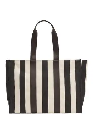 BOSS Striped Canvas Tote Bag - Black