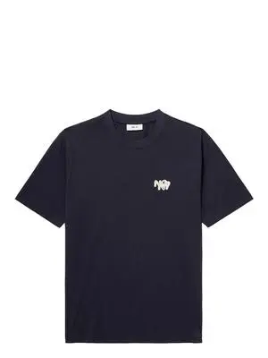 Nn07 Adam App 3209 Logo-appliquéd Pima Cotton-jersey T-shirt - Blue