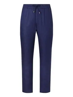 Sease Straight-leg Linen And Cotton-blend Drawstring Trousers - Blue