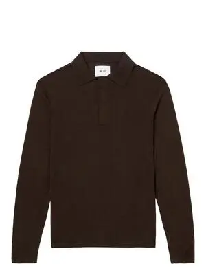 Nn07 Sammy 60047 Cotton And Silk-blend Polo Shirt - Brown