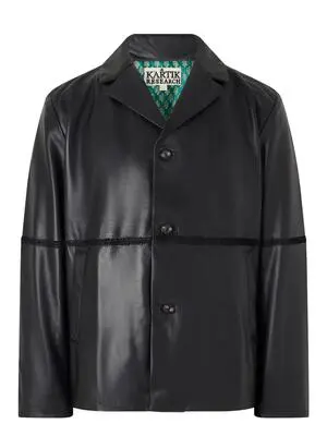 KARTIK RESEARCH Embroidered Leather Blazer - Black