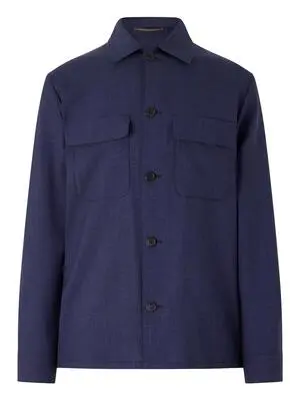 SLOWEAR Wool, Silk And Linen-blend Overshirt - Blue