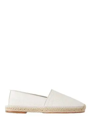 Brunello Cucinelli Leather-trimmed Woven Raffia Espadrilles - Neutrals