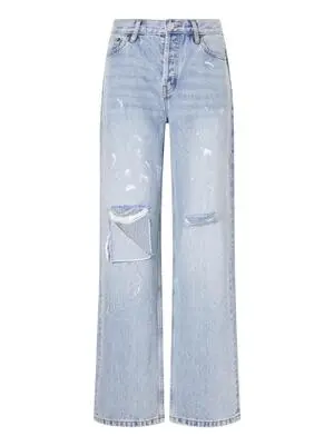 Still Here Painter Distressed Straight-leg Jeans - Blue