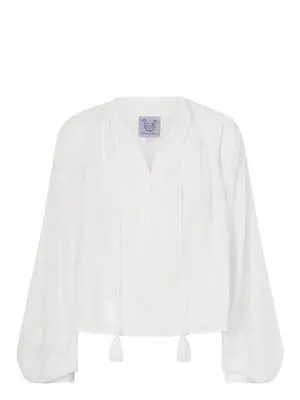 Thierry Colson Guise Embroidered Cotton Blouse - Neutrals