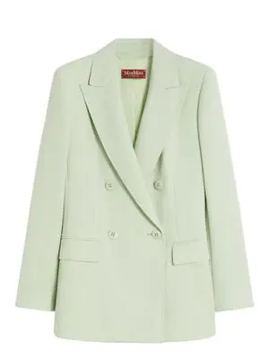 Max Mara Fitted Wool Crepe Blazer - Green