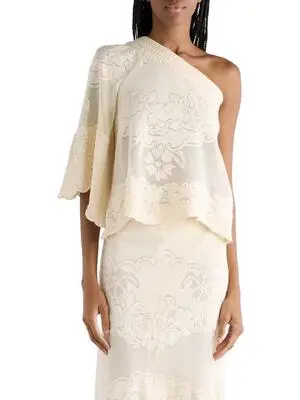 Isabel Marant Shilo One-shoulder Floral Jacquard Top - Ecru