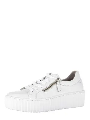 Gabor Platform Zip Sneaker - White/silver