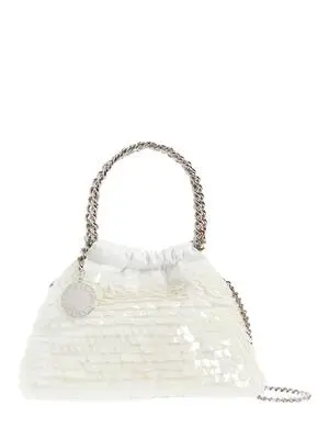 Stella McCartney Mini Falabella Sequin Drawstring Bag - White