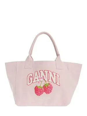 GANNI Medium Trapeze Canvas Shopper Bag - Egret
