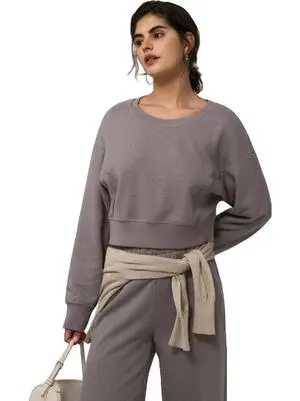 JUANA Hemp Essentials Fleece Cropped Sweater - Gray
