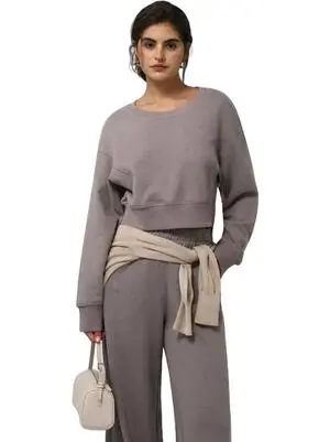 JUANA Hemp Essentials Fleece Cropped Sweater - Gray
