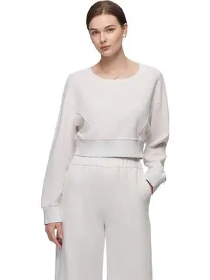 JUANA Hemp Essentials Fleece Cropped Sweater - White