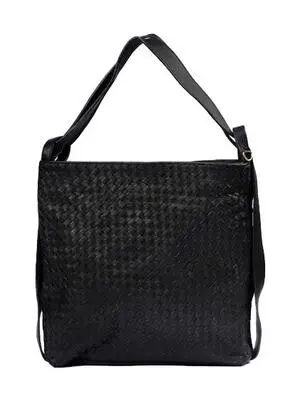MANDRN Mandrn Woven Leather Convertible Tote To Backpack Black