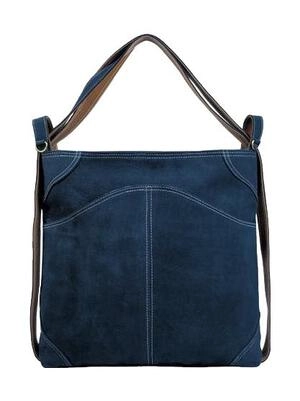 MANDRN Woven Convertible Leather Tote To Backpack - Blue