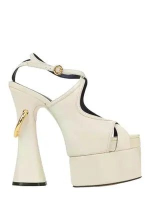 LANVIN Platform Ring-detail Sandals - Neutrals