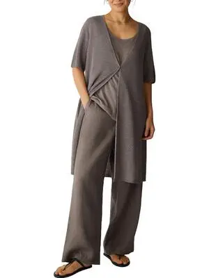 Eileen Fisher Organic Linen Long Cardigan - Walnut