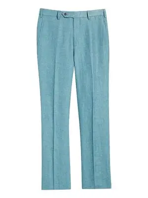 Zanella Parker Linen Flat-front Trousers - Turquoise