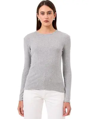 Goldie LeWinter Blaire Pointelle Top With Scalloped Trim - Gray Heather