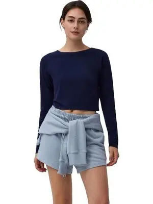 JUANA Hemp Essentials Cropped Raglan Tee - Indigo