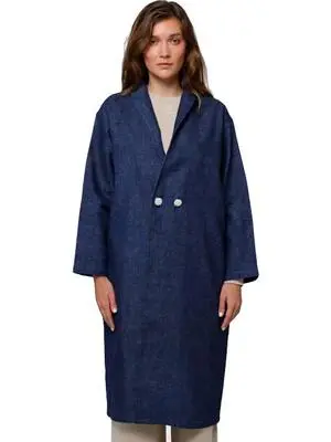 JUANA Atelier Long Trench Coat - Blue Denim