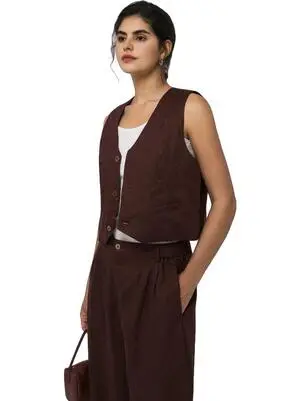 JUANA Hemp Tailored Vest - Brown