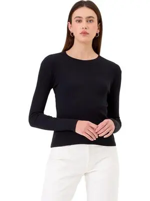Goldie LeWinter Goldie LeWinter Lina Ribbed Knit Crewneck Top Black
