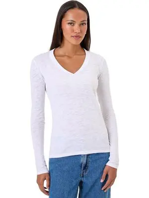 Goldie LeWinter Serenity Long Sleeve V-neck Tee - White