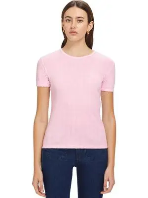 Goldie LeWinter Pointelle Knit Crewneck Tee - Cherry Blossom