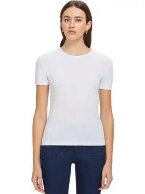 Goldie LeWinter Goldie LeWinter Pointelle Knit Crewneck Tee White