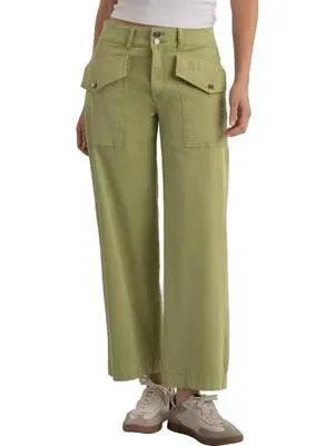 Kut From The Kloth Flap Pocket High Waist Ankle Wide Leg Pants - Green Tea