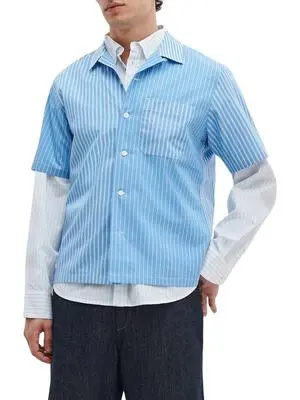 Rag & Bone Avery Stripe Camp Shirt - Blue Multi Stripe
