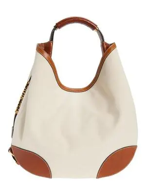Moschino Canvas & Leather Hobo Bag - 10a Natural/hide