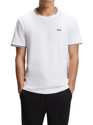 BOSS Taul Tipped Crewneck T-shirt - White