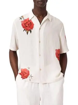 ALLSAINTS Fazed Floral Button-up Camp Shirt - Ecru