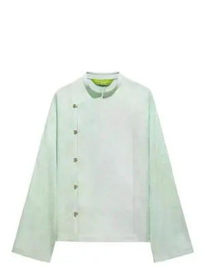 Shanghai Tang Jacquard Blouse With Gold-tone Buttons - Green